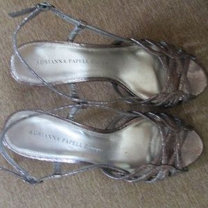 Adrianna Papell | Shoes | Adrianna Papell Metallic Pewter Sandals ...
